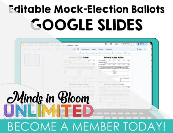 Mock Election Classroom Voting - Editable Ballots Google Slides - Minds ...