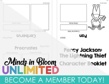 Percy Jackson Novel Study - Printable Character Booklet - half page ...