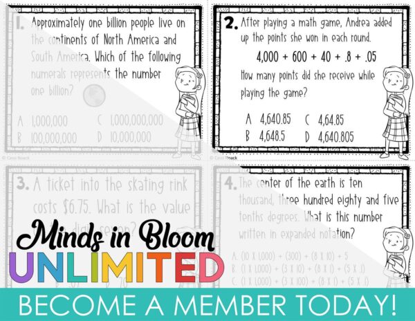Representing Numbers - 10 Rigorous Questions - Task Card Version ...