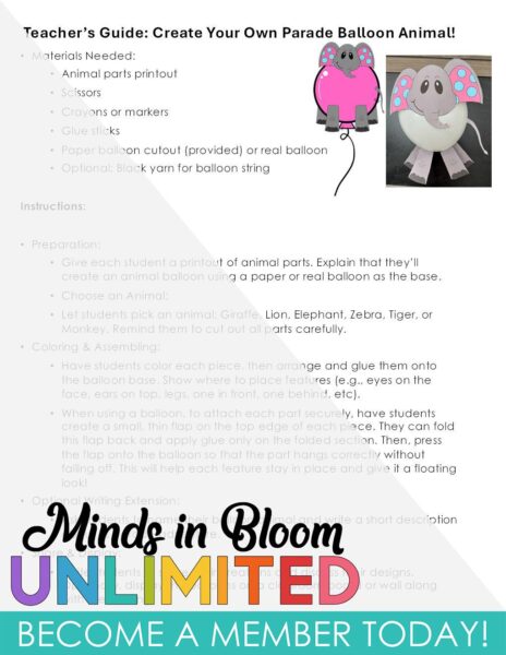 Thanksgiving Day Parade Balloons - Balloon Activity - Minds in Bloom ...
