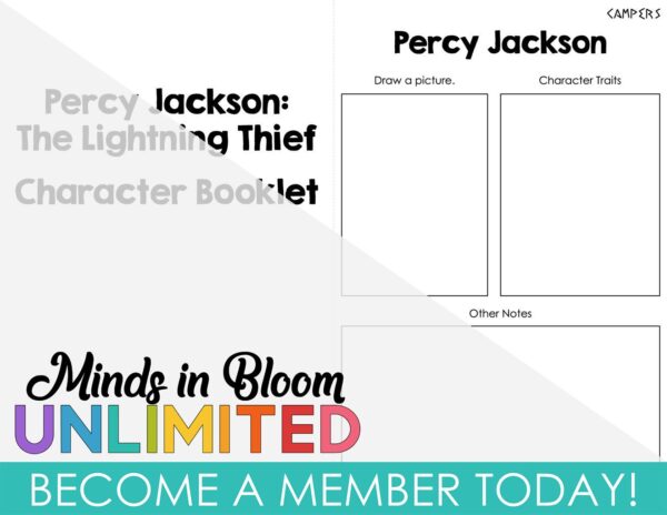 Percy Jackson Novel Study - Printable Character Cards - half size ...