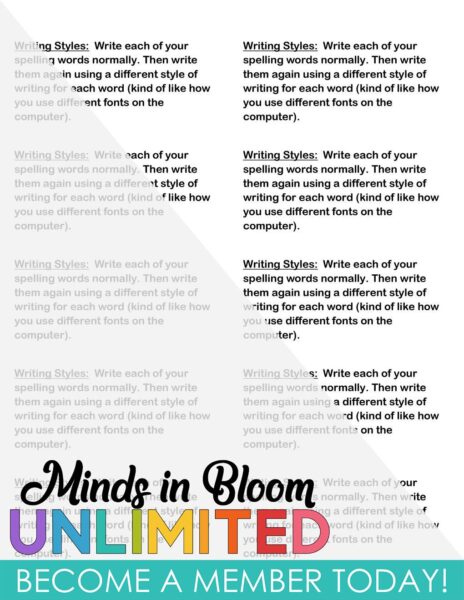 Spelling Activities - Printable Labels - Writing Styles - Minds in ...