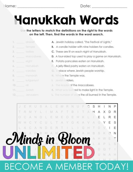 Hanukkah Activities - Blankity-Blank - like MadLib - practice parts of ...