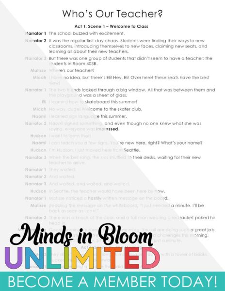 Who's Our Teacher? Reader's Theater Mystery - Printable Script - Minds ...