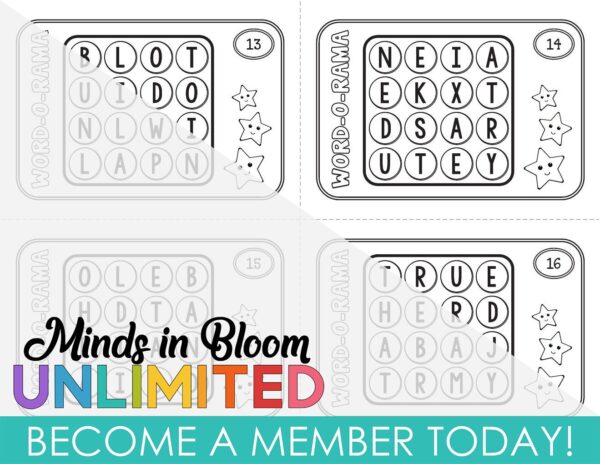 Word-O-Rama Activity (works like Boggle) - Sets 13-16 - Minds in Bloom ...