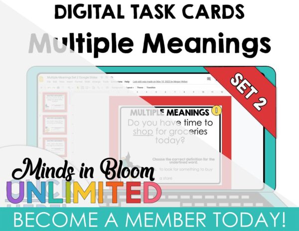 Google Slides - Multiple Meanings Homonym Task Cards - Set 2 - Minds in ...