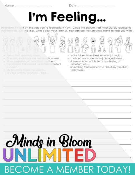 Social and Emotional Learning SEL - I'm Feeling... Reflection Sheet ...